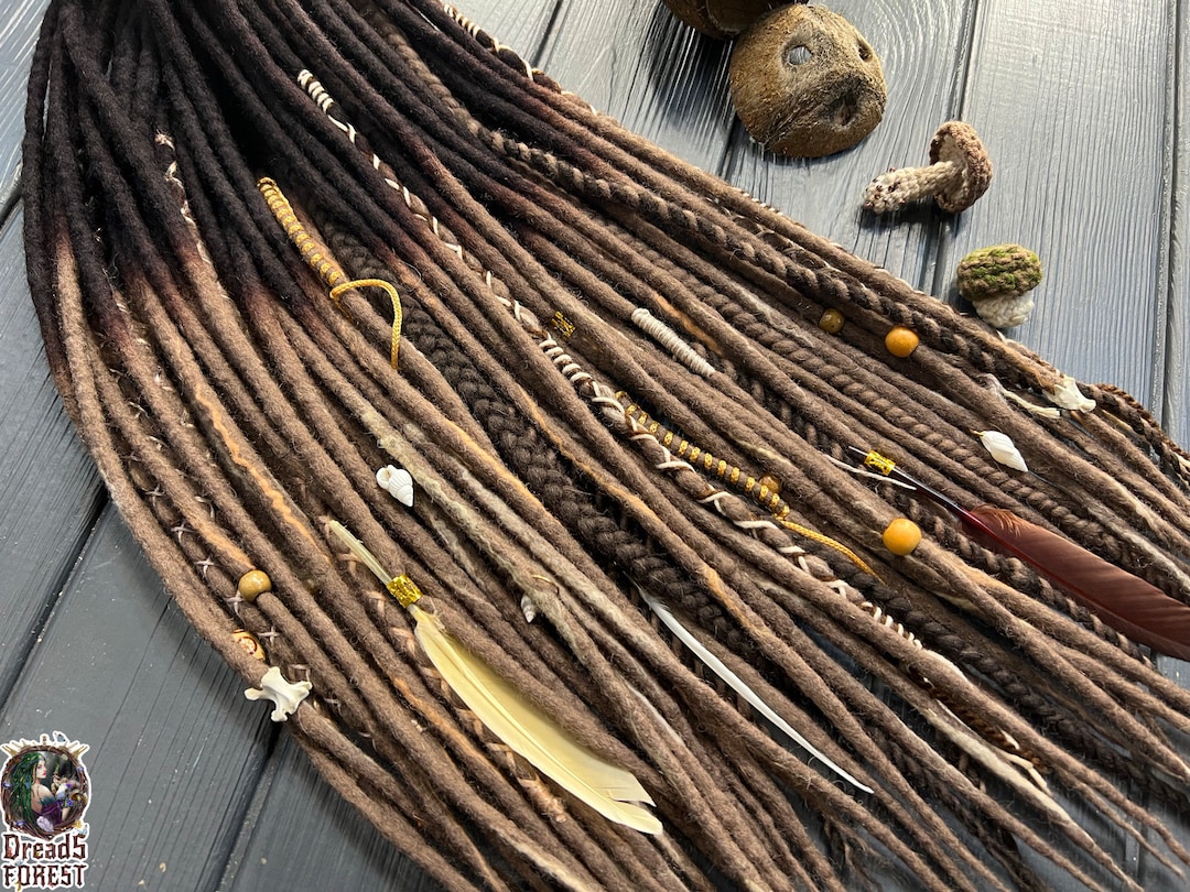 Wool Dreads Full Set DE Dreadlocks Extensions Brown Irish Cream Blond ...