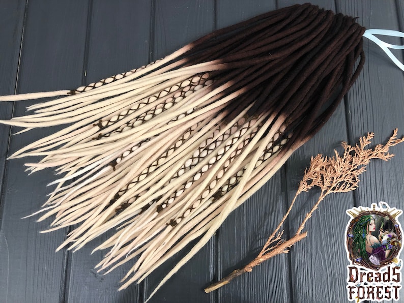 Double Ended Wool Dreadlocks: Dark Brown Ash Blonde - Handmade Felted ...
