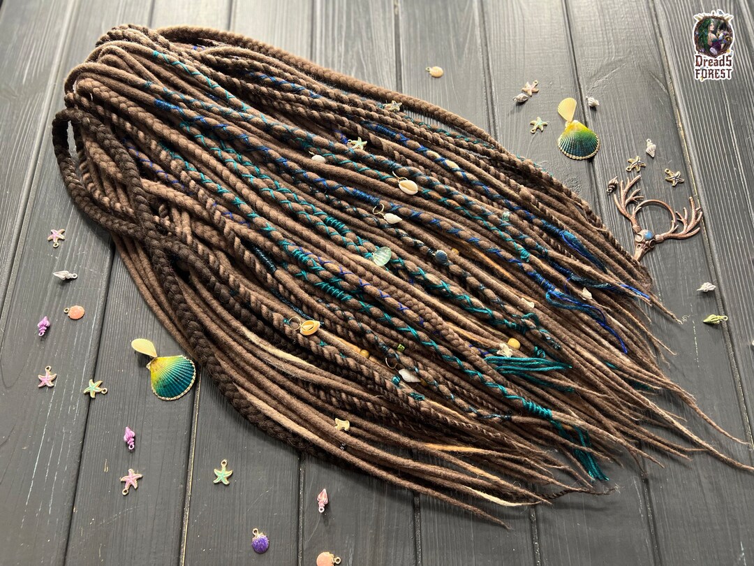 Brown Mocha Wool Dreads Mix | Senegalese Twists Braids Shell Beads ...