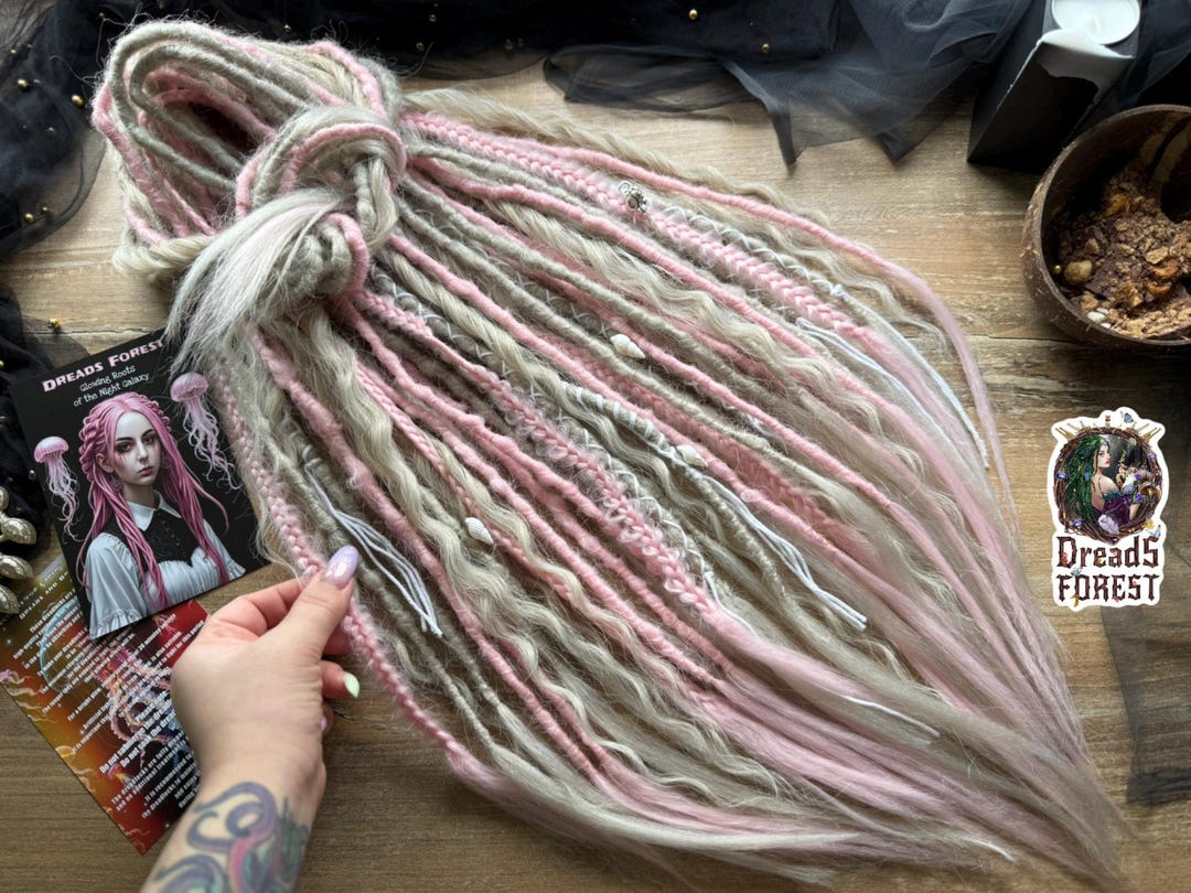 Blonde & Baby Pink Glow Dreads, 22-24" DE Crochet Extensions, Festival ...