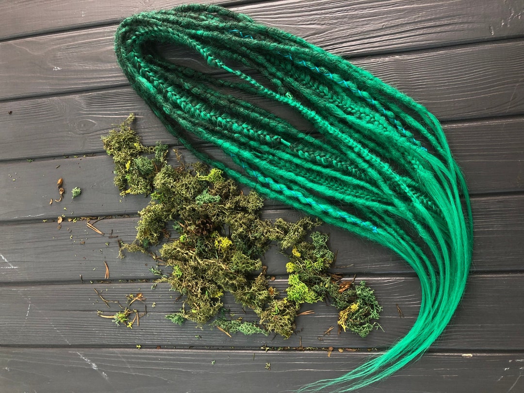 Natural Look Synthetic Double Ended Dark Green to Green Ombre Dreads ...