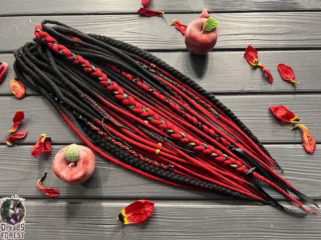 Wool Dreadlocks Black and Red Ombre Dreadlocks Red and Black Braids ...