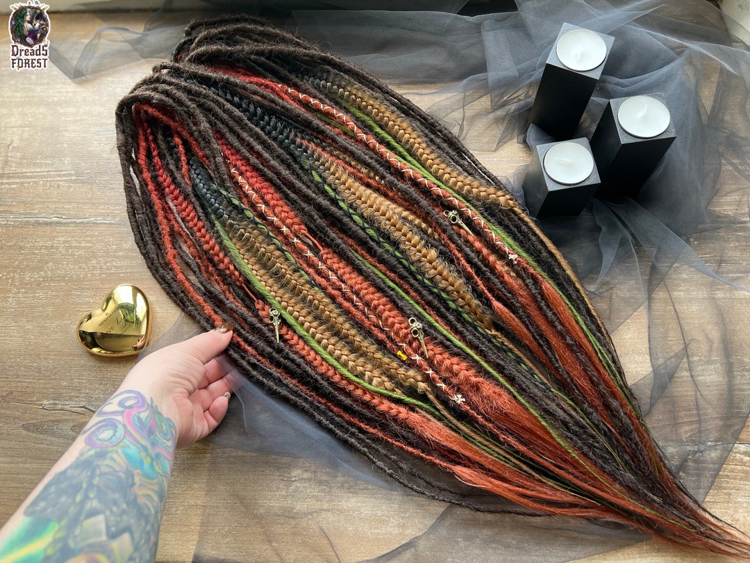 Mix Dreadlocks + Fishtail Braids Ombre Copper Terracotta Red Ginger ...