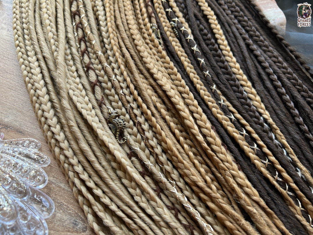 Thin Synthetic Twisted Dread Lock + Braids Brown, Sand, Sugar Blond ...