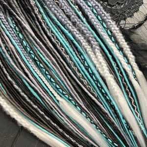 Synthetic Dreads Thin Twisted + Fishtail Braids Black, Black-dark Gray ...