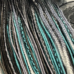 Synthetic Dreads Thin Twisted + Fishtail Braids Black, Black-dark Gray ...
