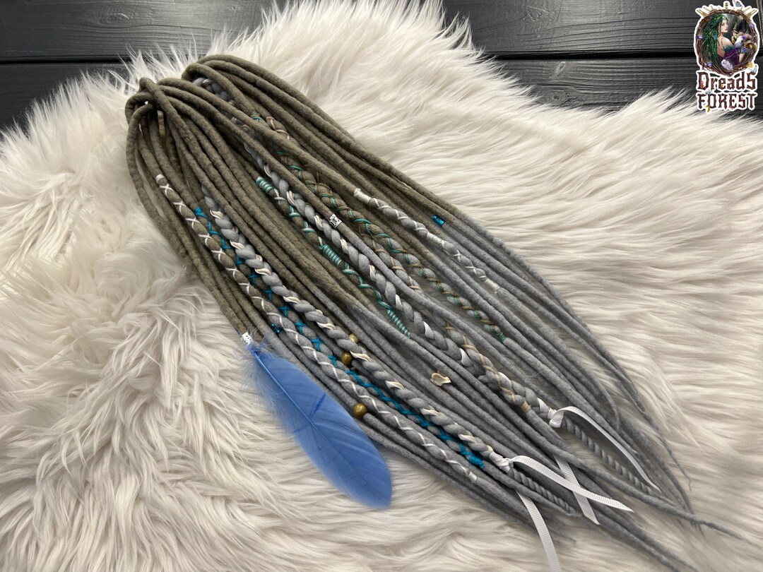 Wool Dreadlocks Boho Viking Style Dreadlocks + X-cross Braids, Ribbon ...