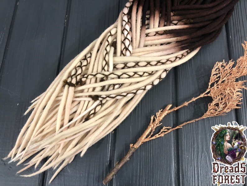 Double Ended Wool Dreadlocks: Dark Brown Ash Blonde - Handmade Felted ...