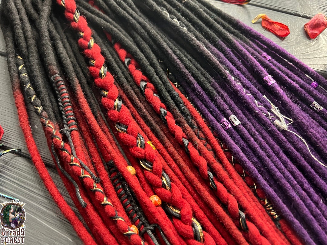 Wool Dreadlocks Black and Red Ombre Dreadlocks Red and Black Braids ...