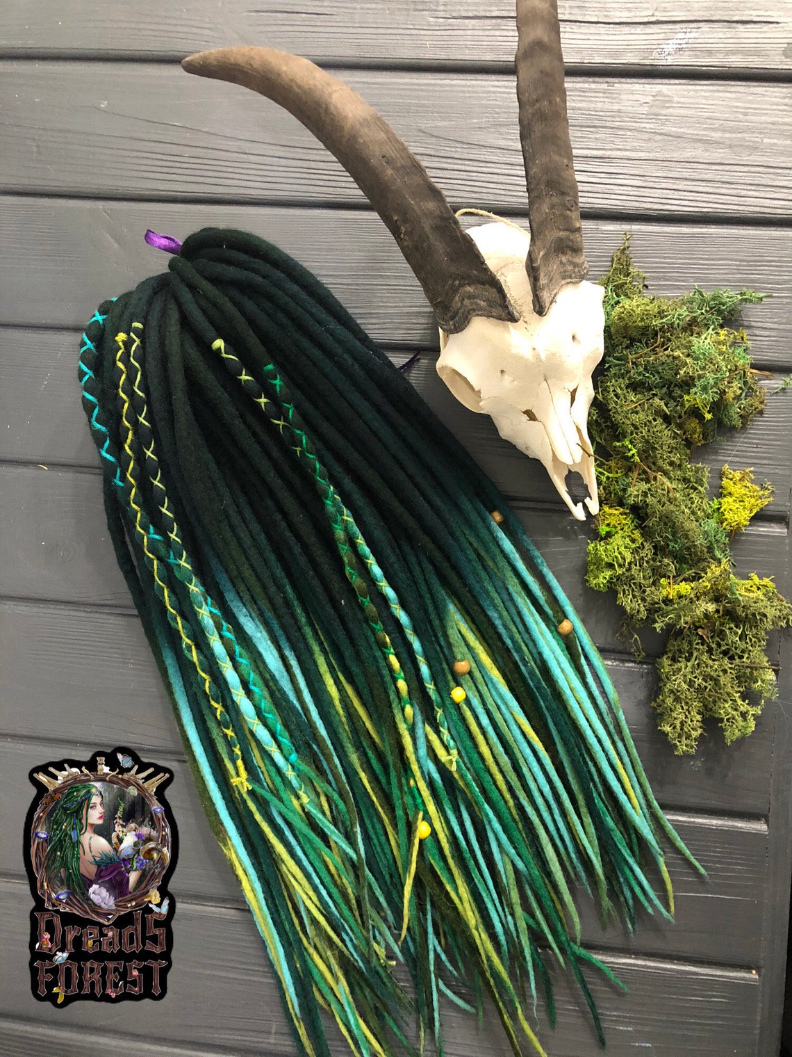 Green Wool Ombre Dreads Full Set DE Dreadlocks Extensions | Etsy