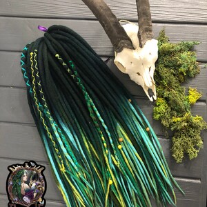 Green Wool Ombre Dreads Full Set DE Dreadlocks Extensions Double Ended ...