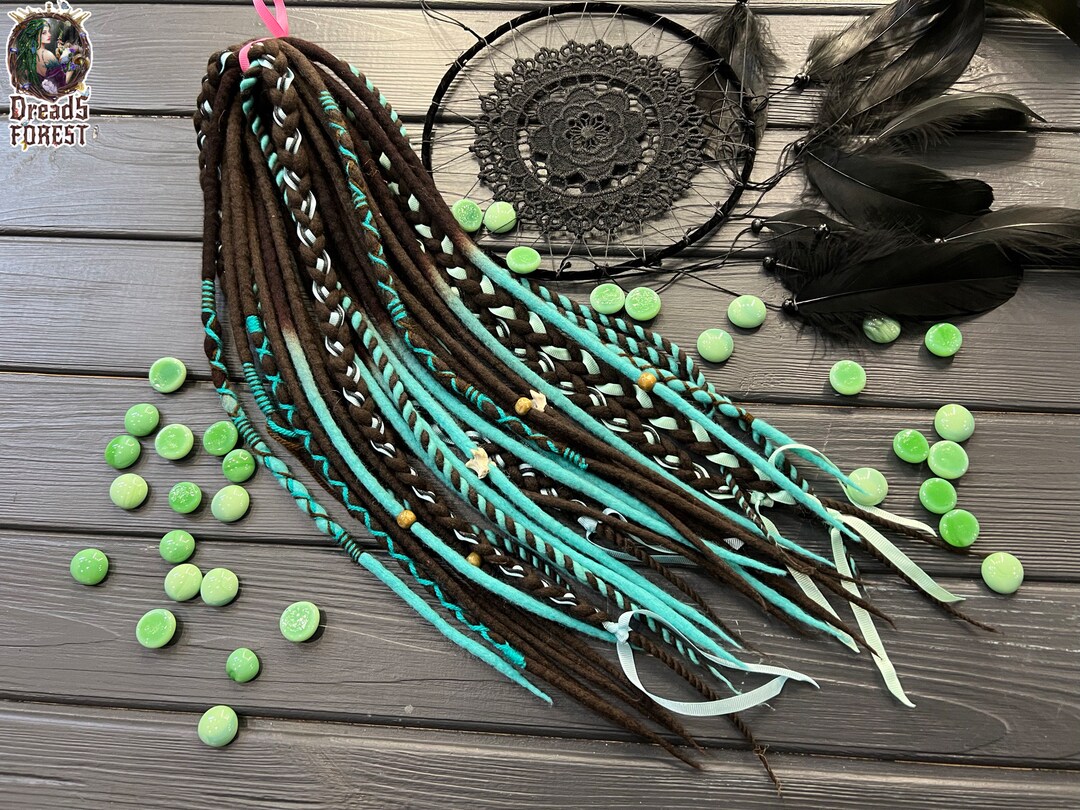 Wool Dreadlocks + Twists + Braids, Ribbon, Leather Cord Boho Viking ...