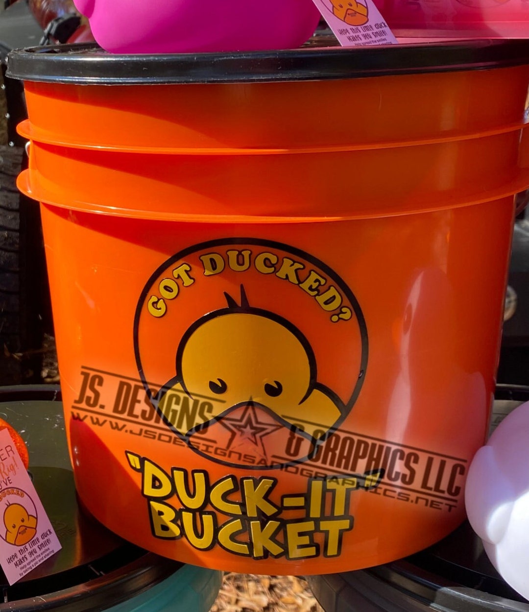 Personalize! the ORANGE "duck-it" Bucket-includes 30 Pre-tagged Ducks ...