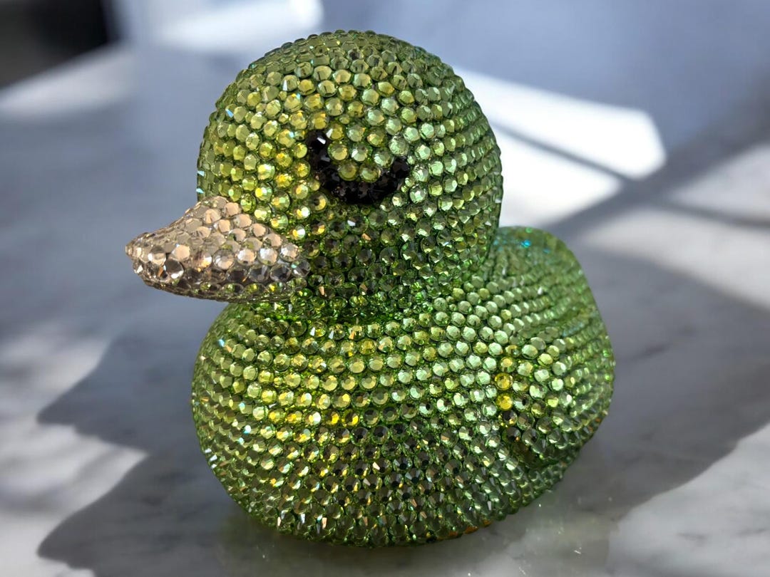 Green Rhinestone Rubber Duck-bling Duck-large 7 Inch-glass Rhinestones ...