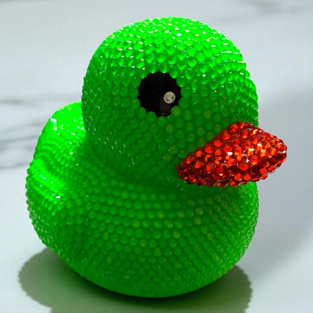 NEON GREEN Rhinestone Rubber Duck-bling Duck-cheer Lucky Duck-large 7 ...