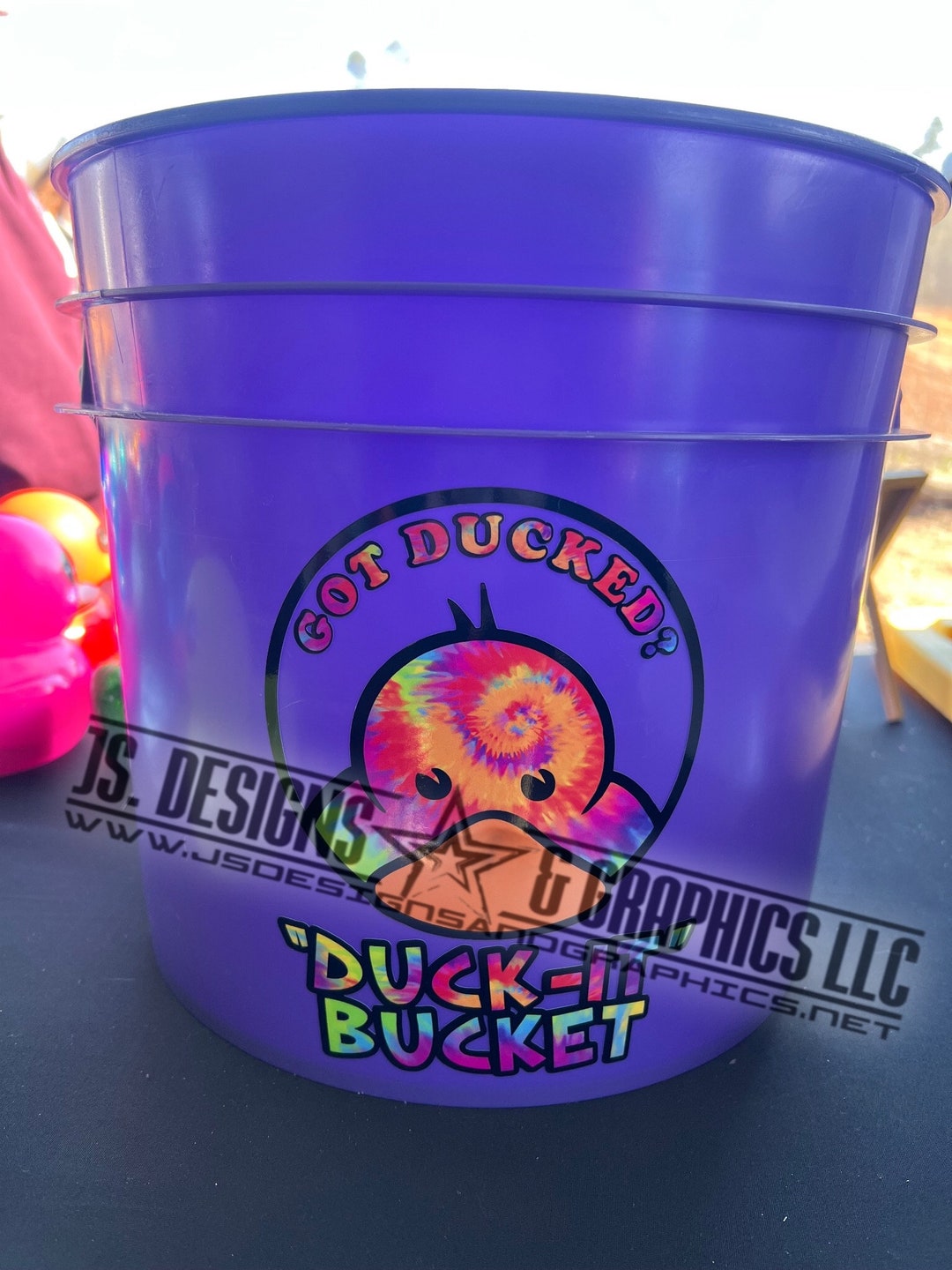 The PURPLE Tie-dye "duck-it" Bucket-includes 30 Pre-tagged Ducks ...