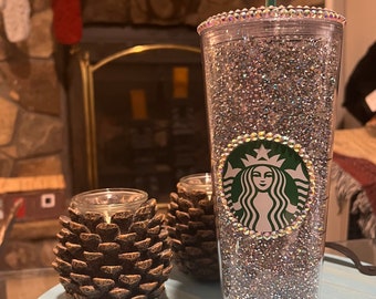 Starbucks Rhinestone Filled Tumbler-teal - Etsy