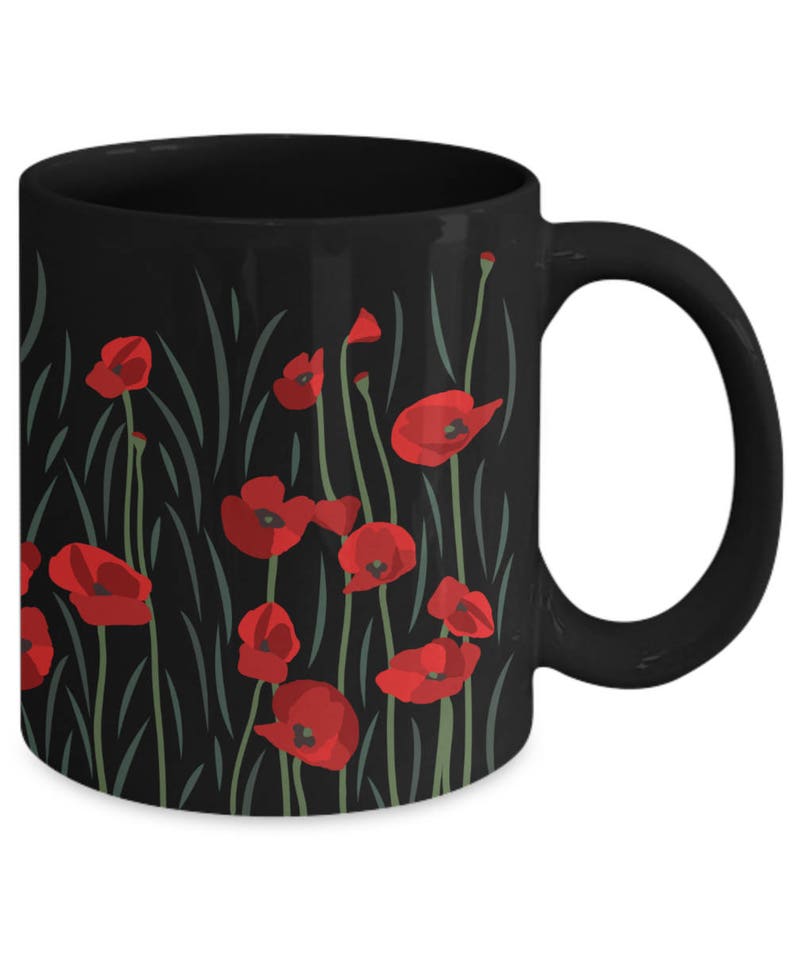 Poppy Field Mug Red Flower Mug Wildflower Mug Pretty Flowers - Etsy