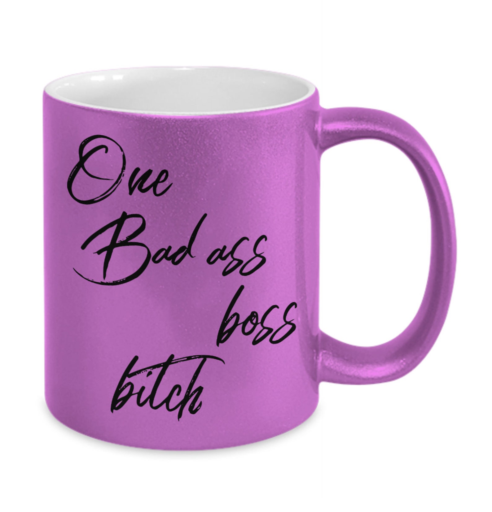 Badass Bitchs Boss Mug Funny Innapropriate Gift Metallic Pink Gold ...
