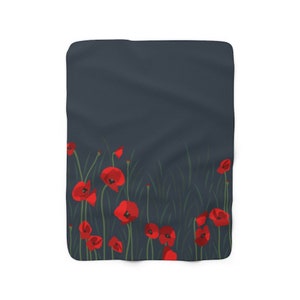 Large Sherpa Fleece Blanket Red Poppies Flower Gift for Adults Poppy ...