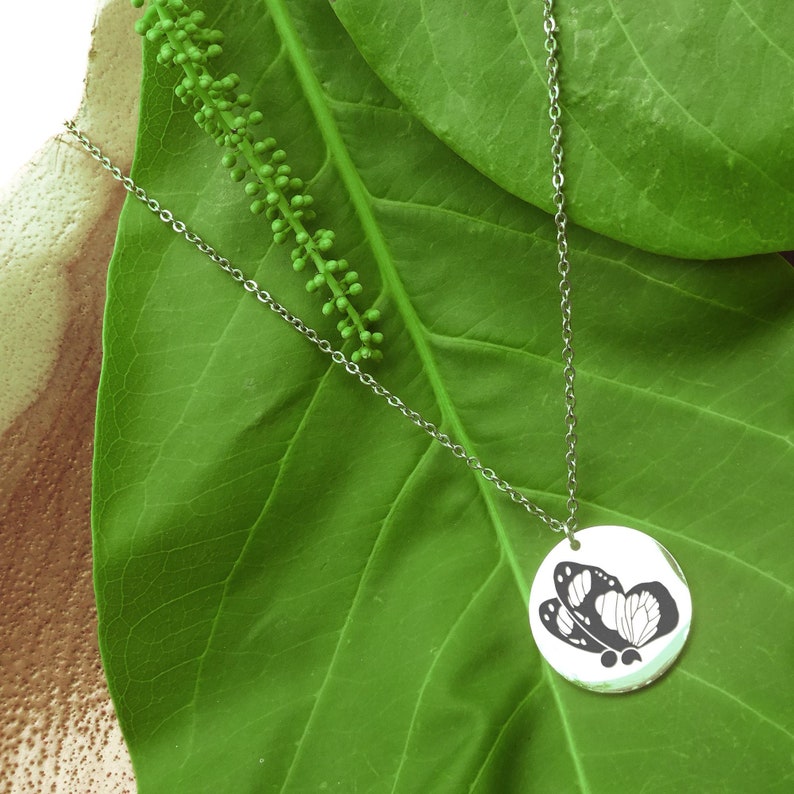 Semicolon Butterfly Necklace Semi-colon Pendant Stainless Steel or Gold ...