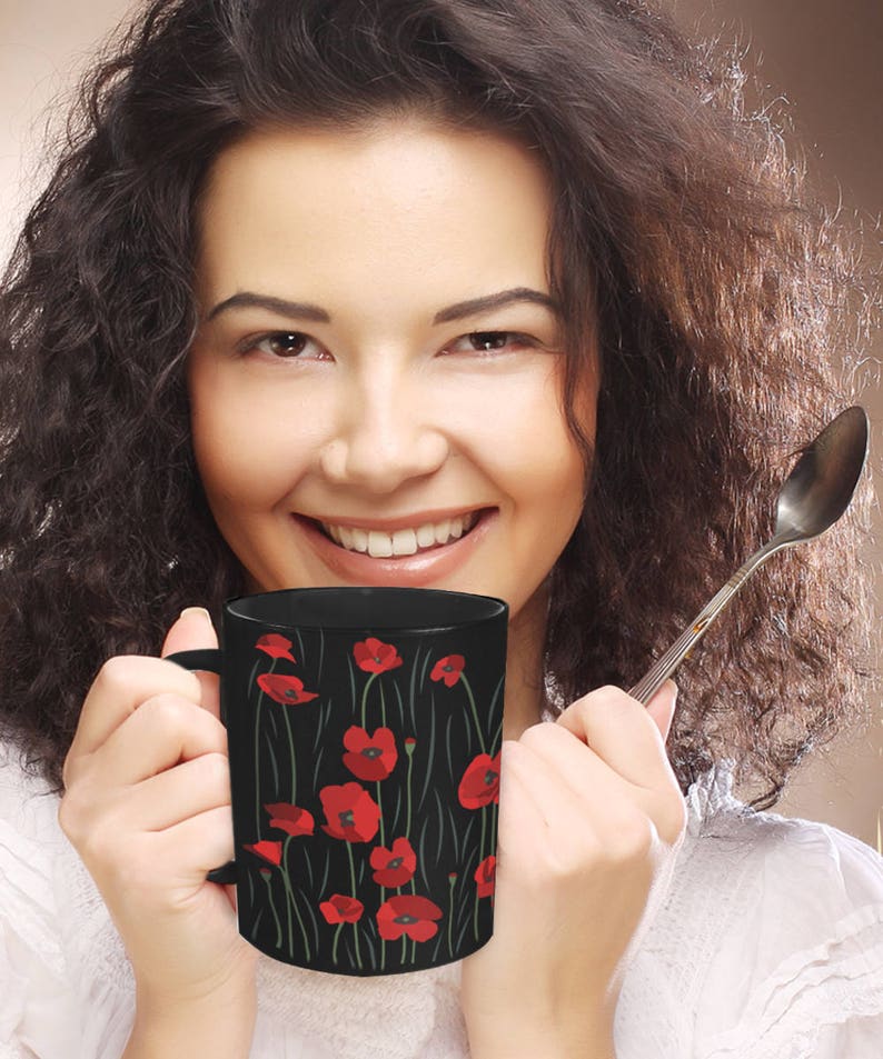 Poppy Field Mug Red Flower Mug Wildflower Mug Pretty Flowers | Etsy