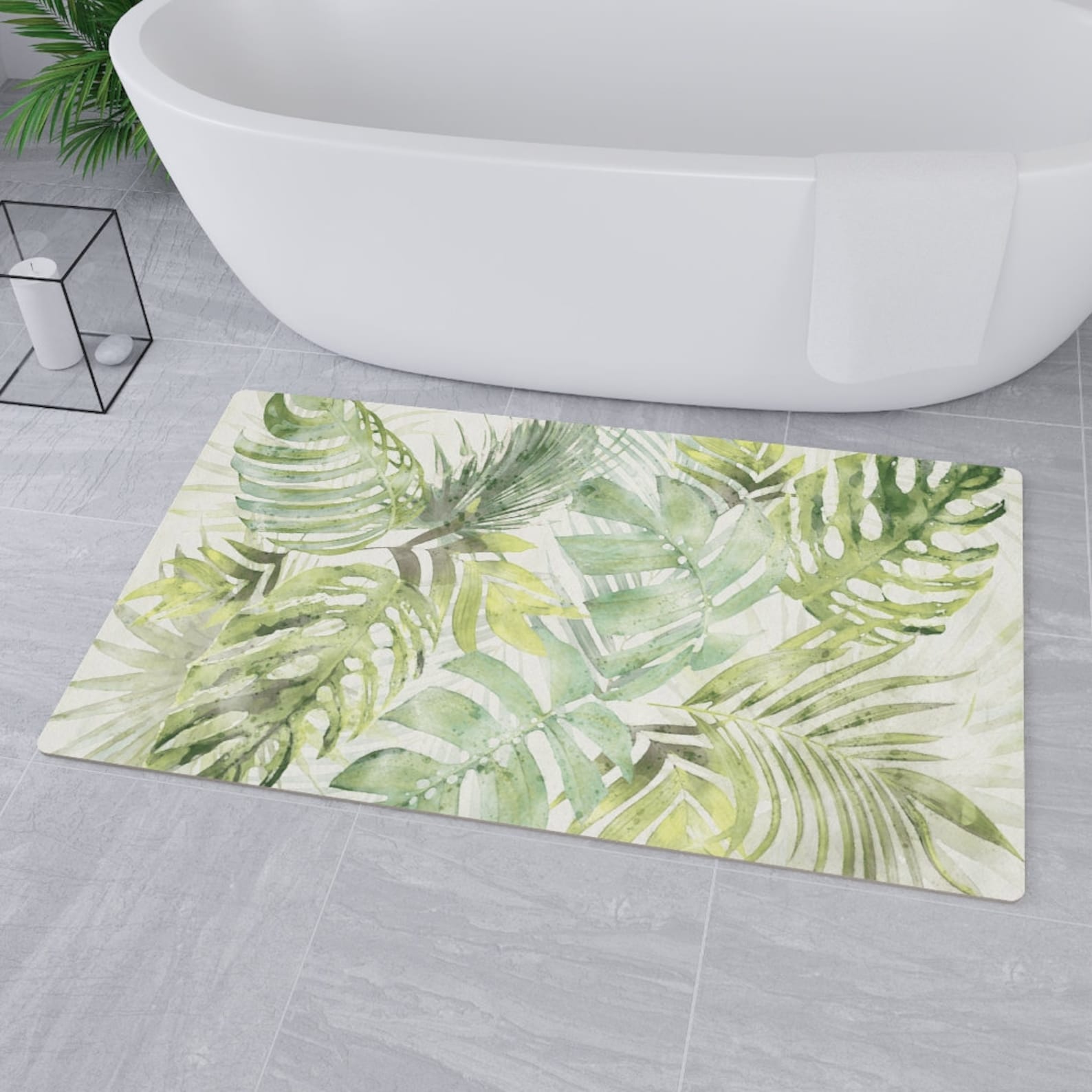 Monstera Floor Mat Tropical Leaf Plant Green Botanical Floor Mat ...