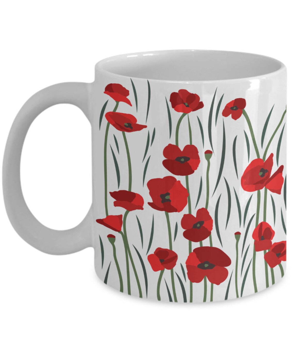 Poppy field mug Red flower mug Wildflower mug Pretty flowers | Etsy