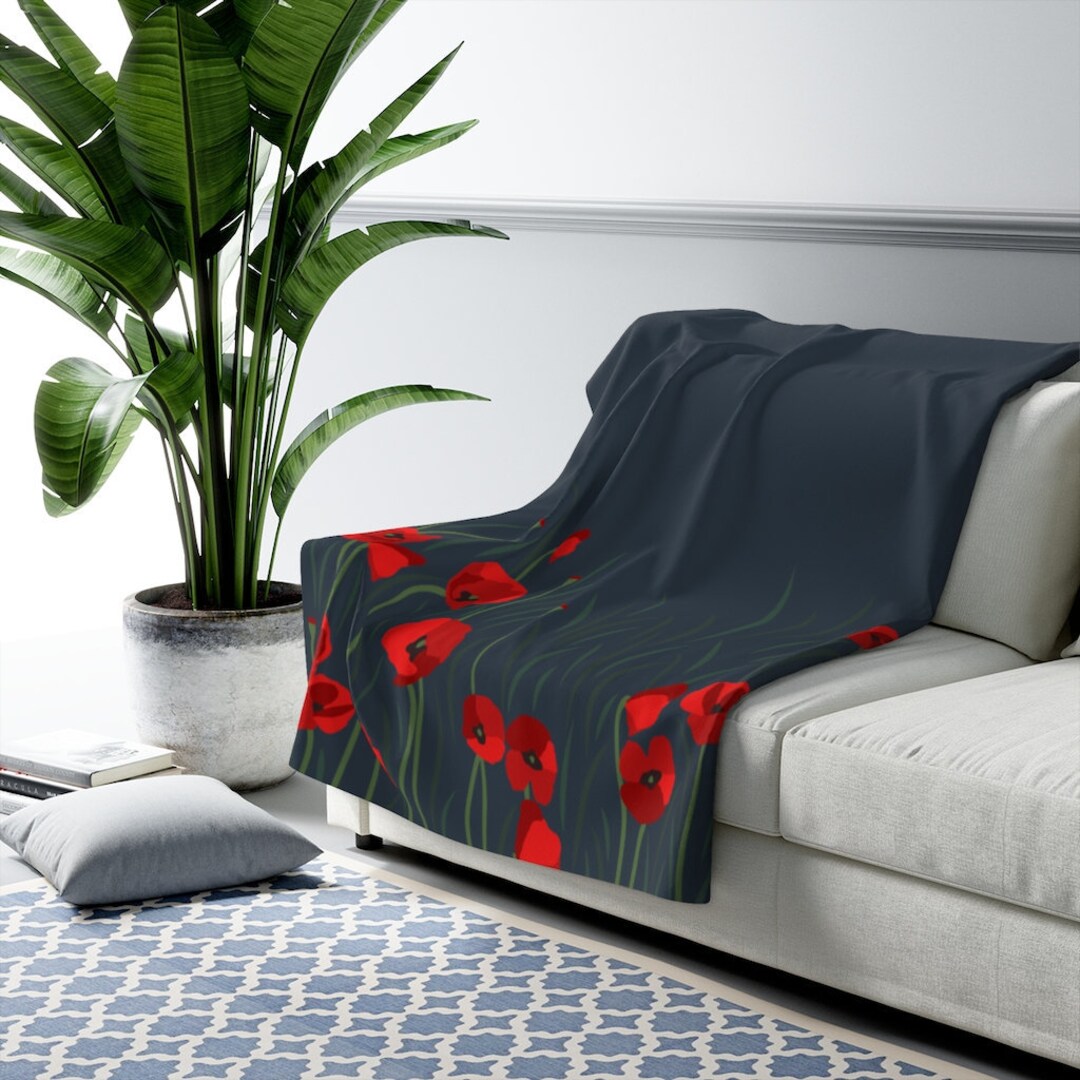 Large Sherpa Fleece Blanket Red Poppies Flower Gift for Adults Poppy ...