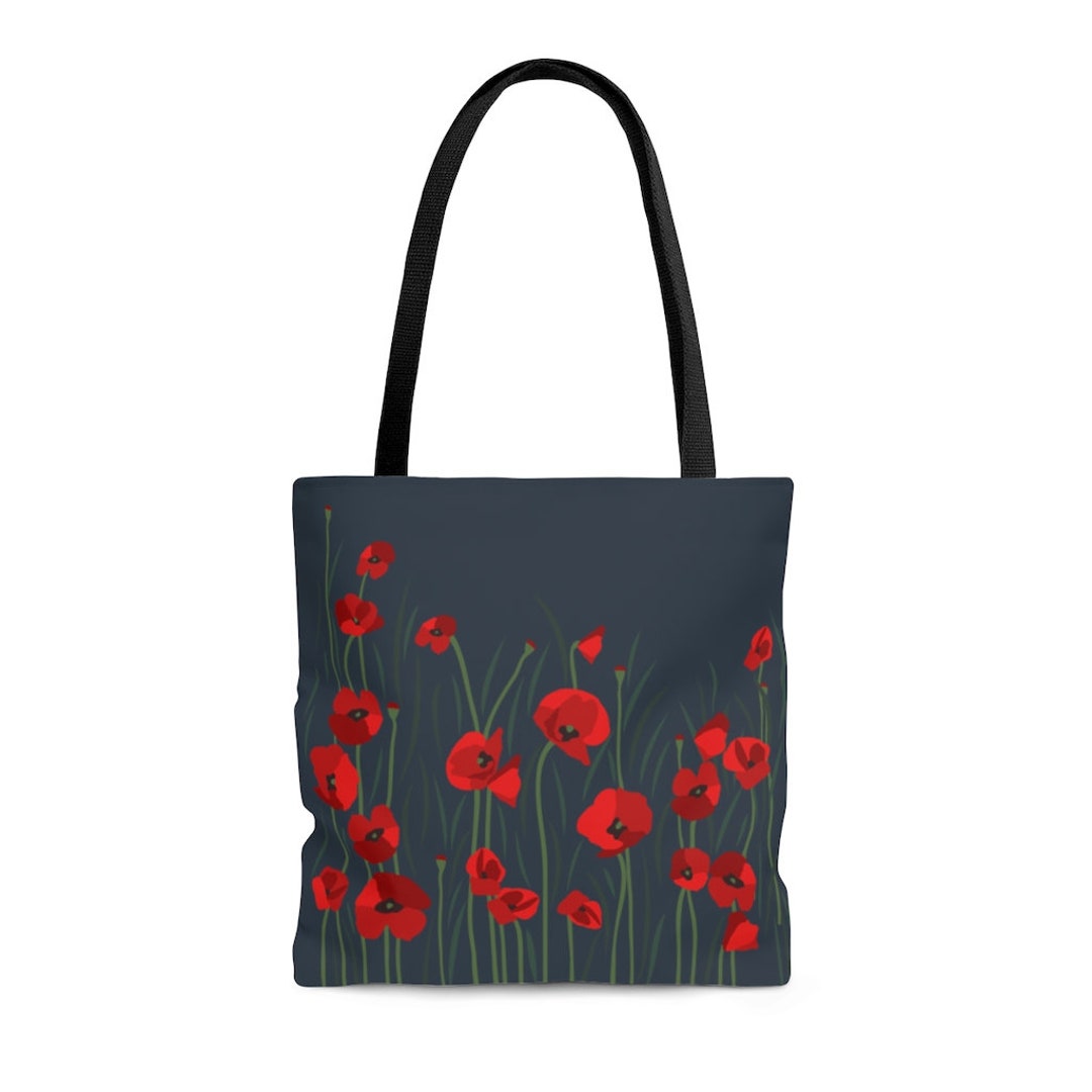 Red Poppies Flower Gift Tote Bag Poppy Field of Poppies Mothers Day ...