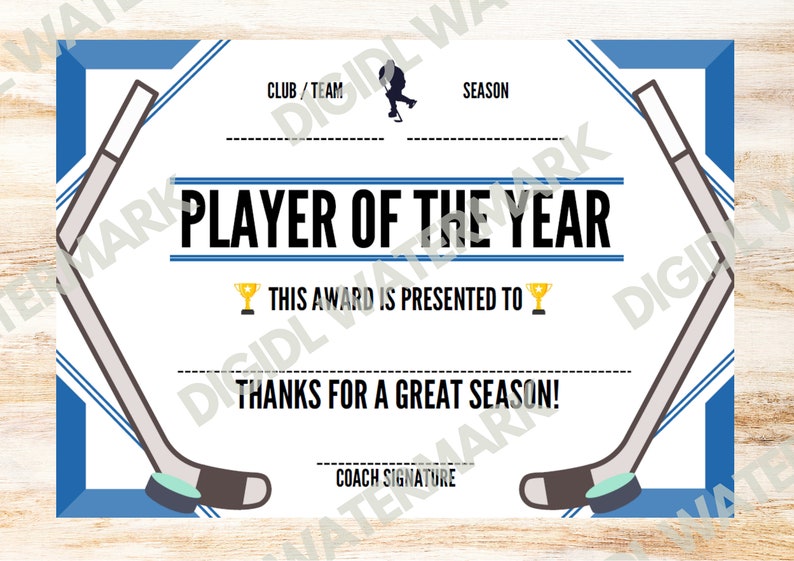 Hockey Award Season Certificates, Hockey Award Ceremony Certificates ...