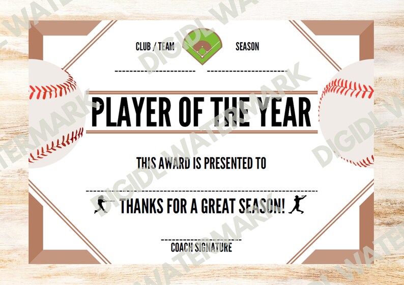 Printable A4 Baseball SEASON Award Certificate, Little League ...