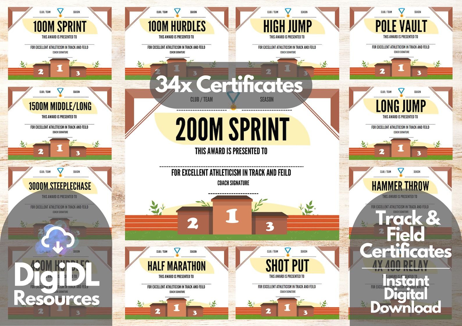 Track and Field Award Certificates, Award Ceremony Certificates ...