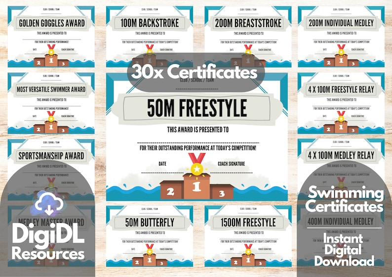 Printable Swimming Award Certificates, Swim Certificate, Swimming ...