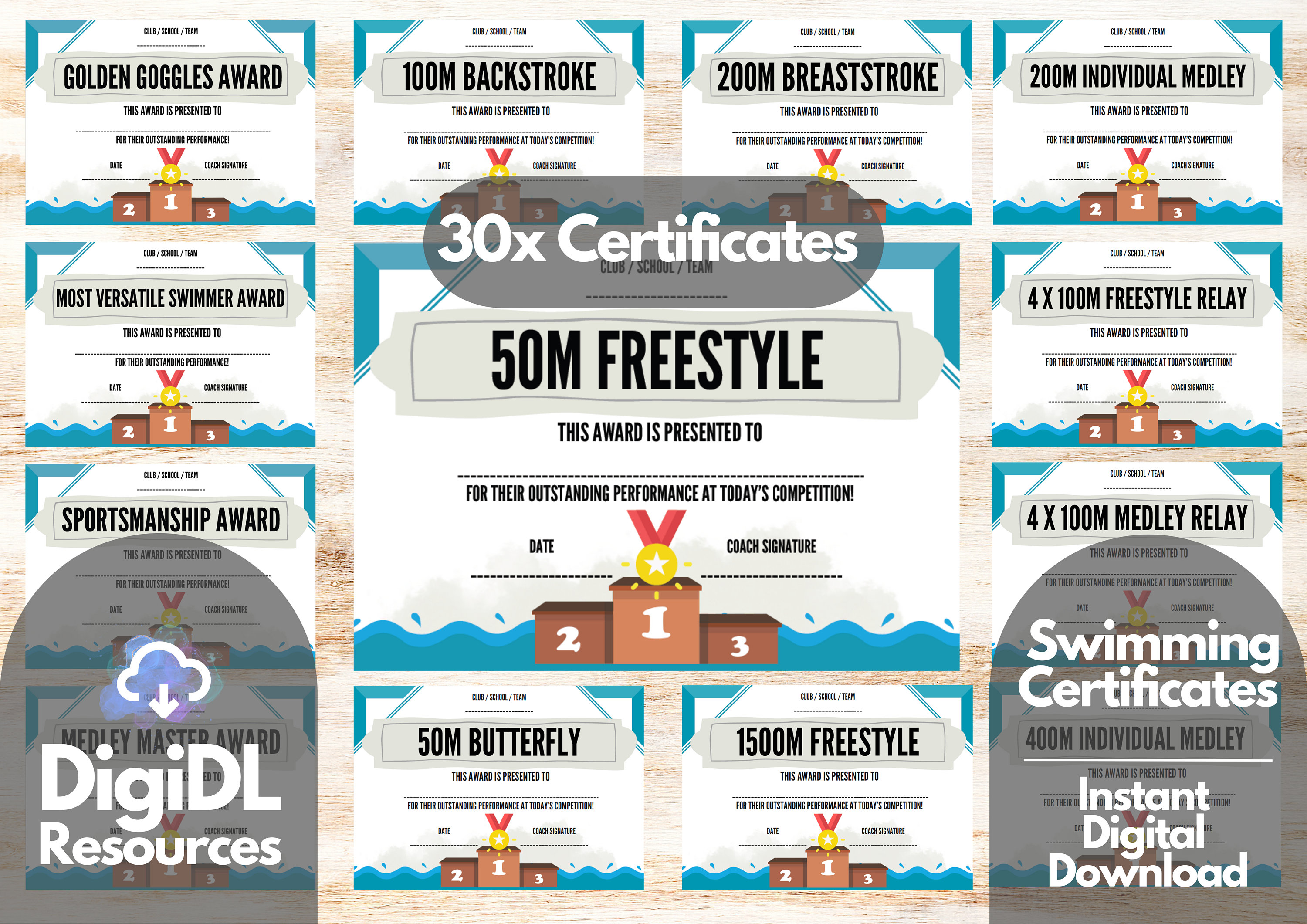 Printable Swimming Award Certificates, Swim Certificate, Swimming ...