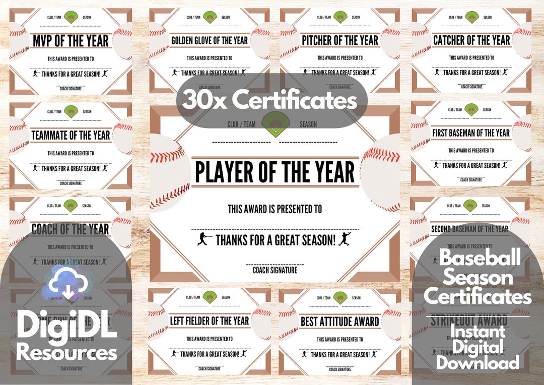 Printable A4 Baseball SEASON Award Certificate, Little League ...
