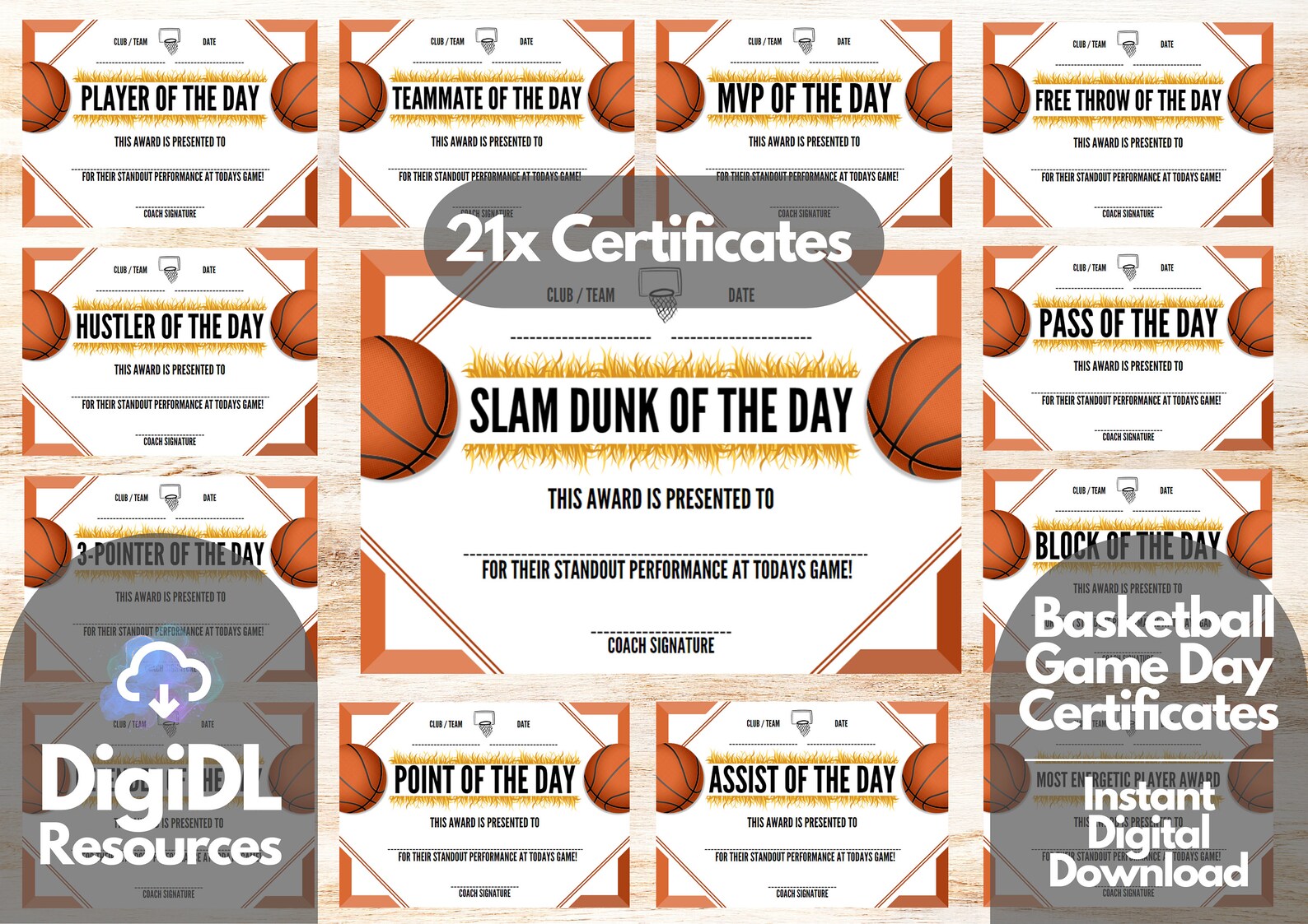 Printable A4 Basketball GAME DAY Award Certificate, 21x Game Day ...