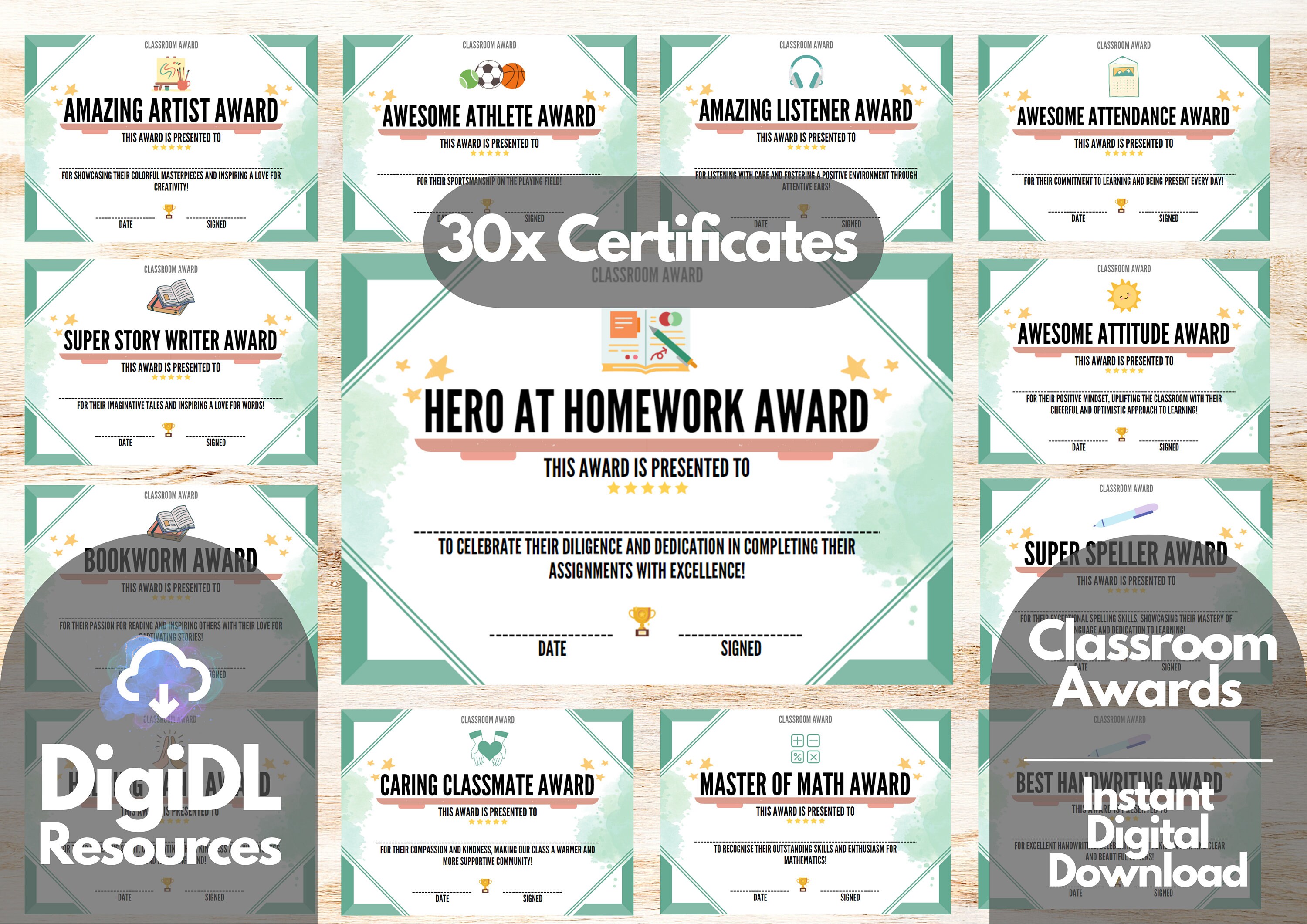 Printable Classroom Award, 30x A4 Classroom Certificate, School Award ...