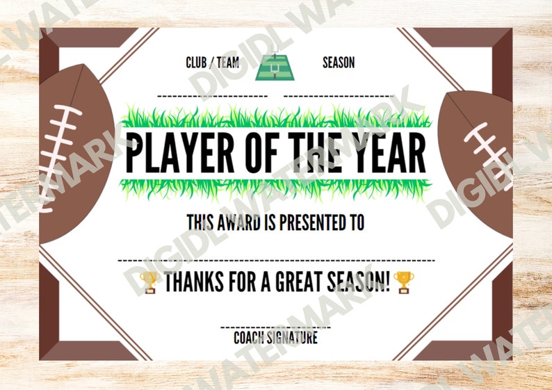 Printable Football SEASON Awards, 45x Football Awards, American ...