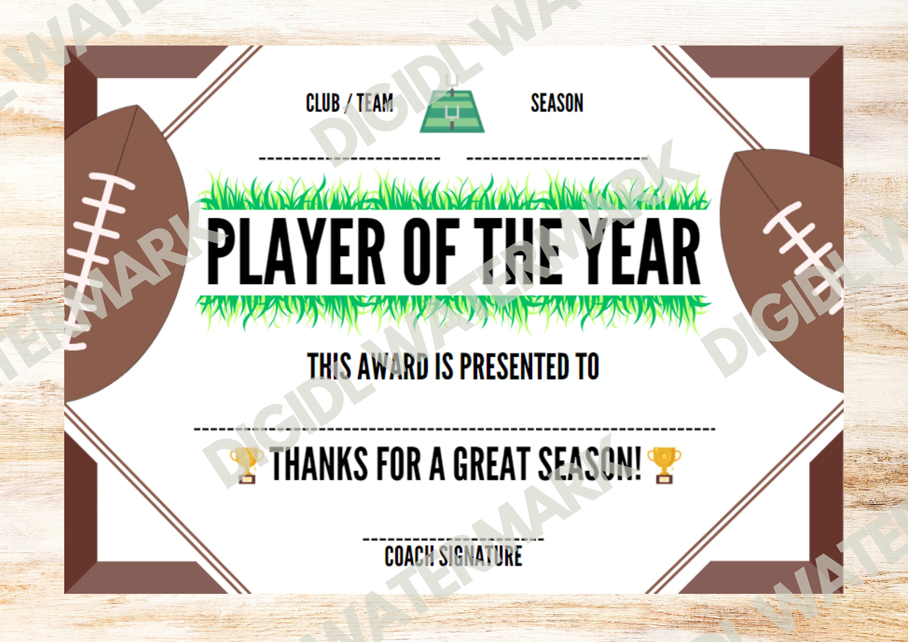 Printable Football SEASON Awards, 45x Football Awards, American ...