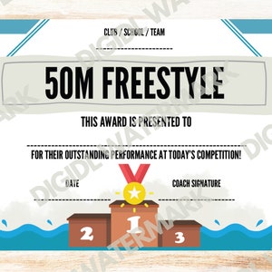 Printable Swimming Award Certificates, Swim Certificate, Swimming ...