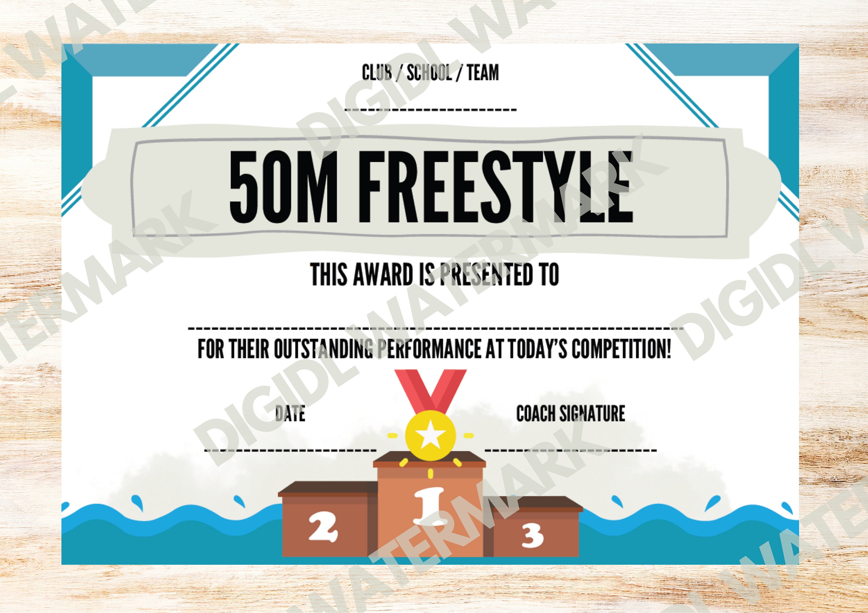 Printable Swimming Award Certificates, Swim Certificate, Swimming ...