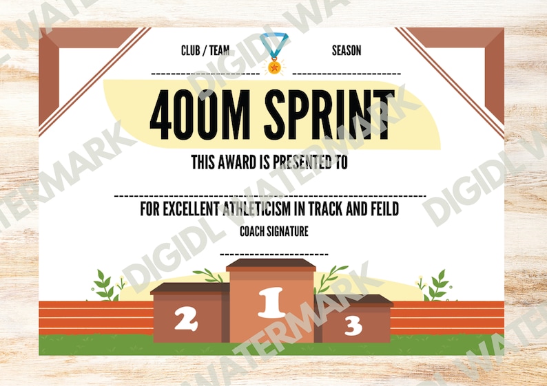 Track and Field Award Certificates, Award Ceremony Certificates ...