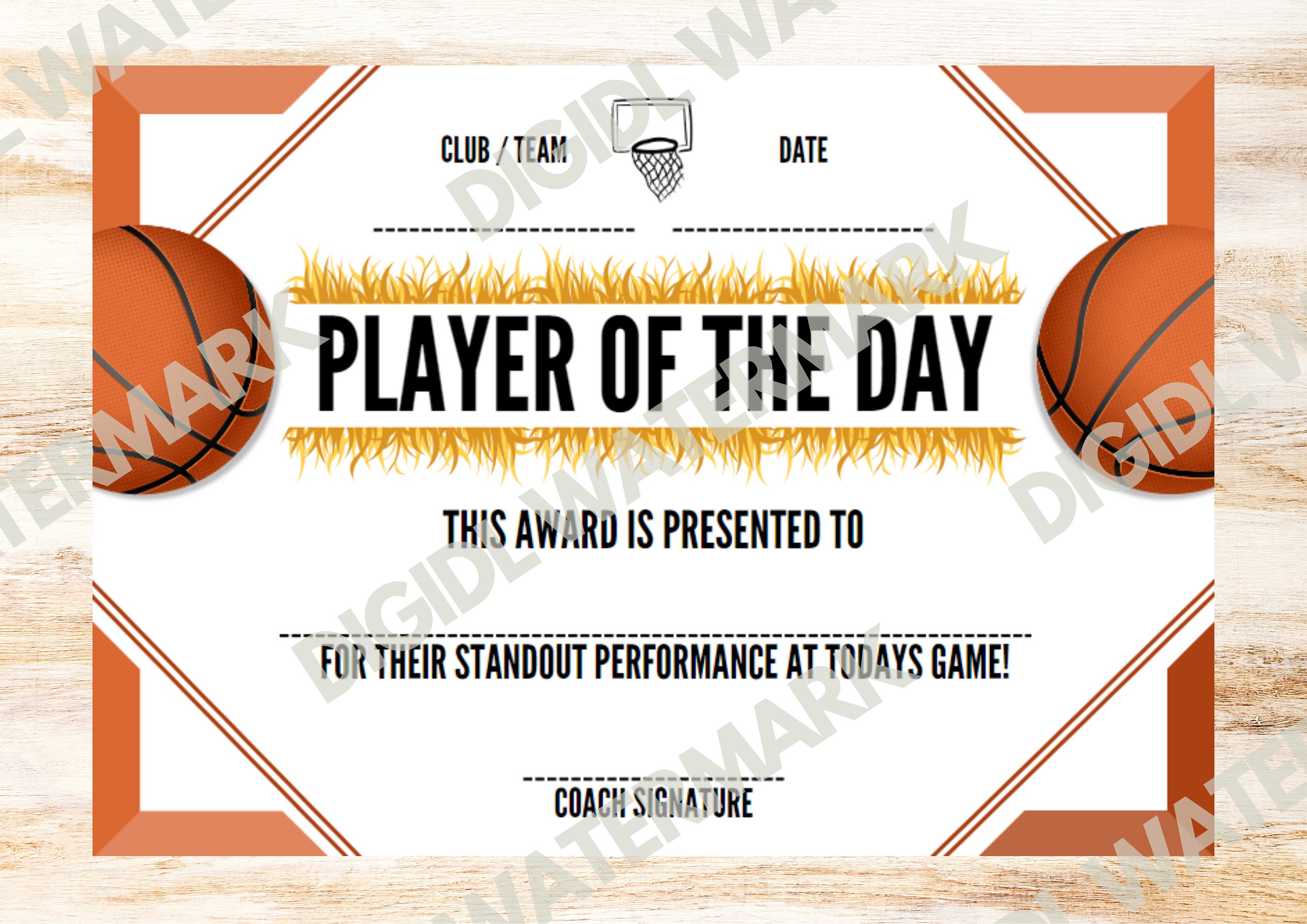 Printable A4 Basketball GAME DAY Award Certificate, 21x Game Day ...