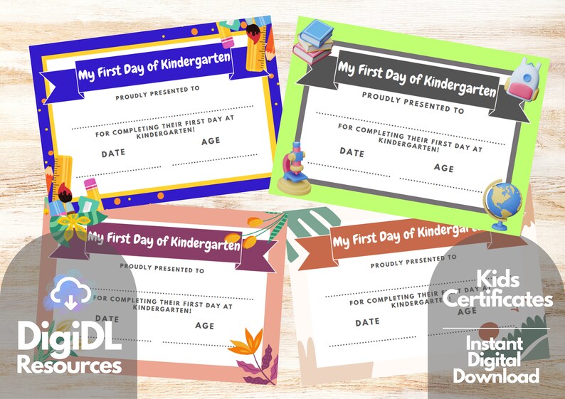 Printable First Day Certificate, Award, Sign, 4 Designs, Multipack ...