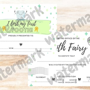Printable I Lost My First Tooth Certificate, Award, Sign, 4 Designs ...