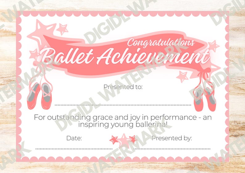 Ballet Certificate, INSTANT DOWNLOAD, Ballet Award, Ballet Printable ...