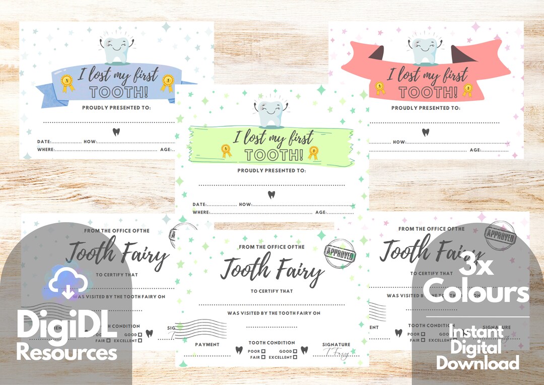 Printable I Lost My First Tooth Certificate, Award, Sign, 4 Designs ...