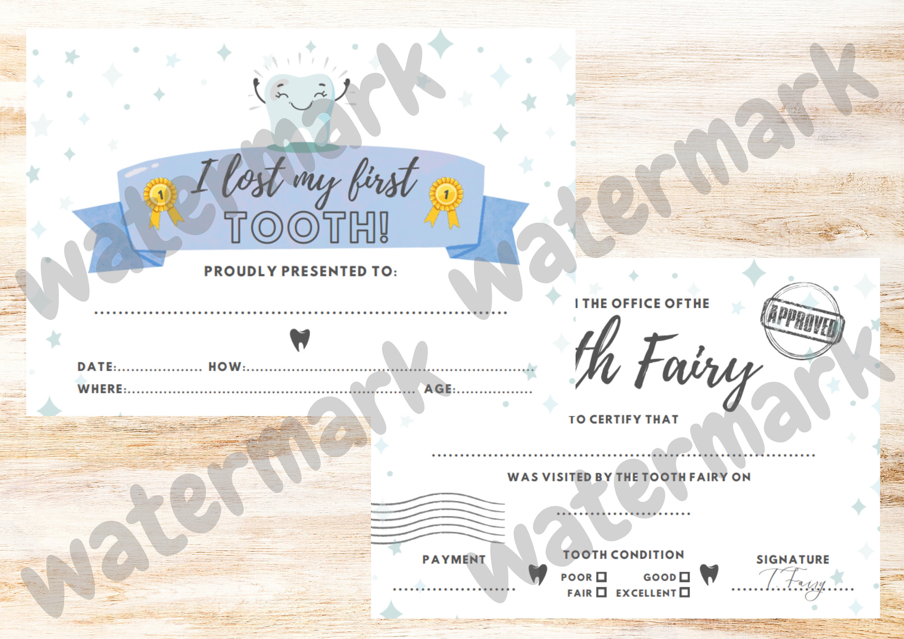 Printable I Lost My First Tooth Certificate, Award, Sign, 4 Designs ...