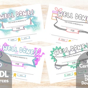 Printable Well Done Certificate, Award, Sign, 4 Designs, Multipack ...